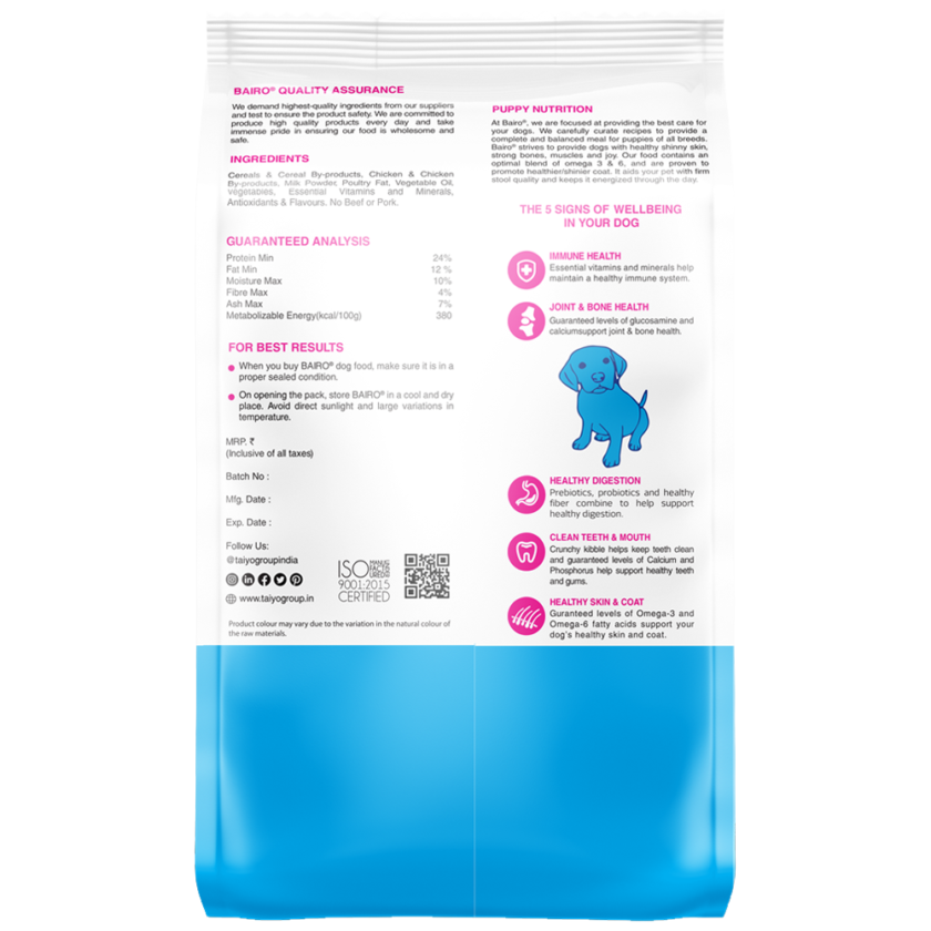 Bairo Puppy Chicken & Milk Dog Food - Taiyo Feed Mill Limited