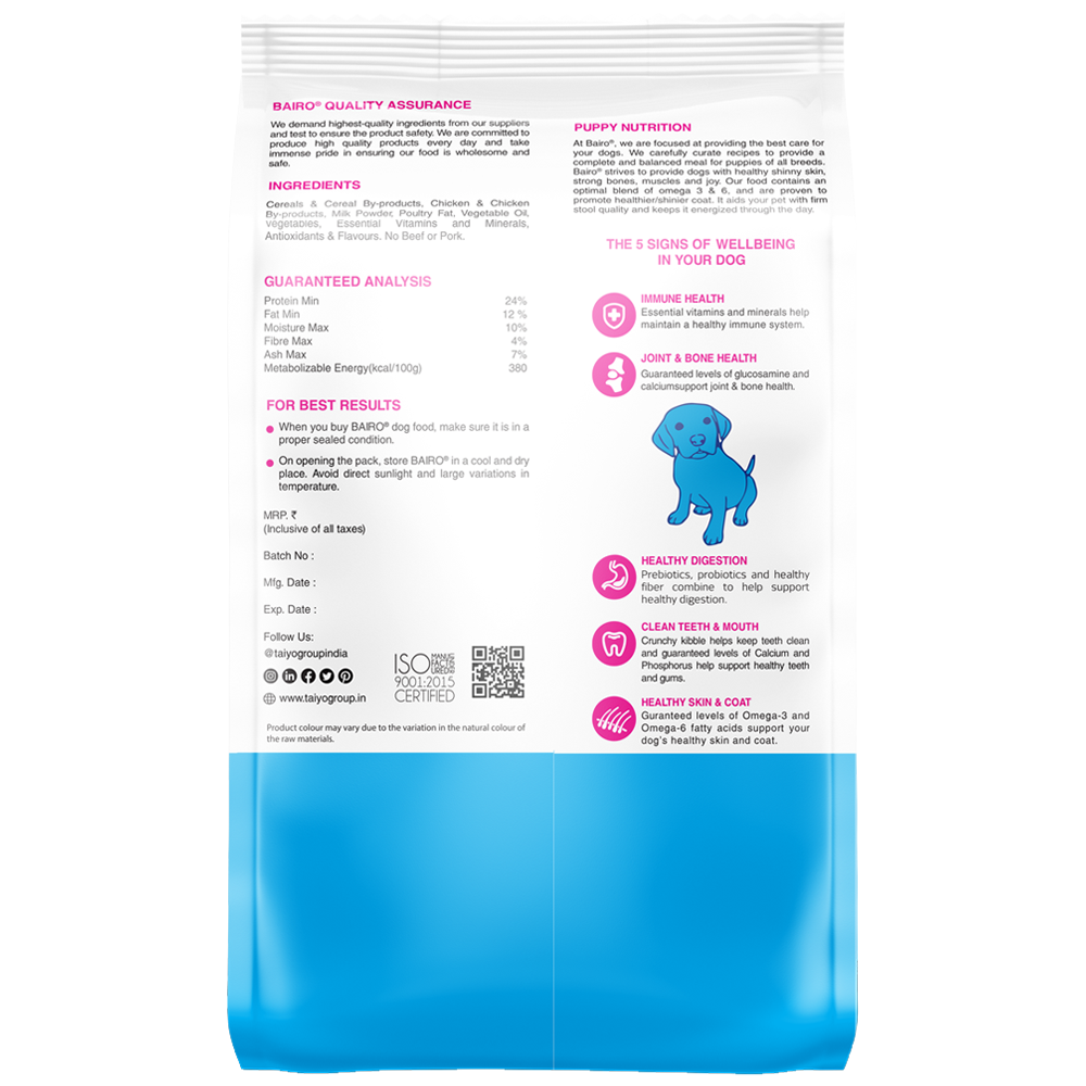 Bairo Puppy Chicken & Milk Dog Food - Taiyo Feed Mill Limited