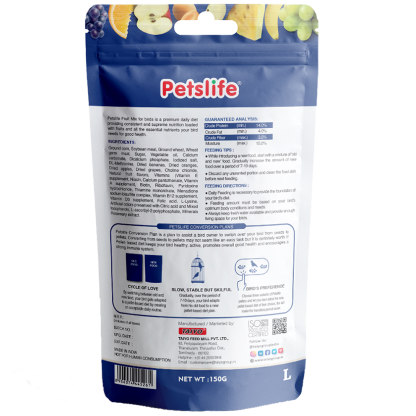 Fruit Mix-Pellets Large Bird Food - Taiyo Feed Mill Limited