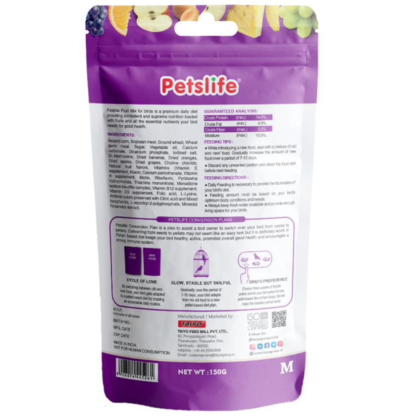 Fruit Mix-Pellets Medium Bird Food - Taiyo Feed Mill Limited