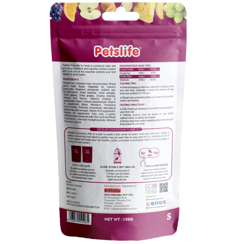 Fruit Mix-Pellets Small Bird Food - Taiyo Feed Mill Limited