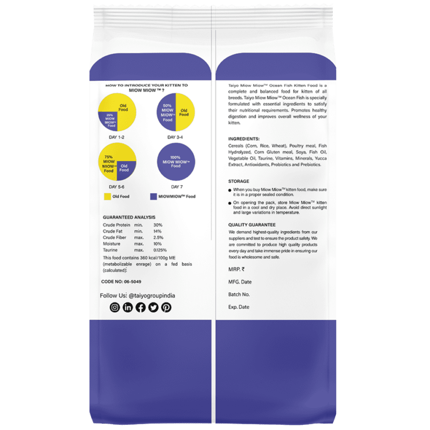 Miow Miow - Kitten Ocean Fish - Cat Food - Taiyo Feed Mill Limited