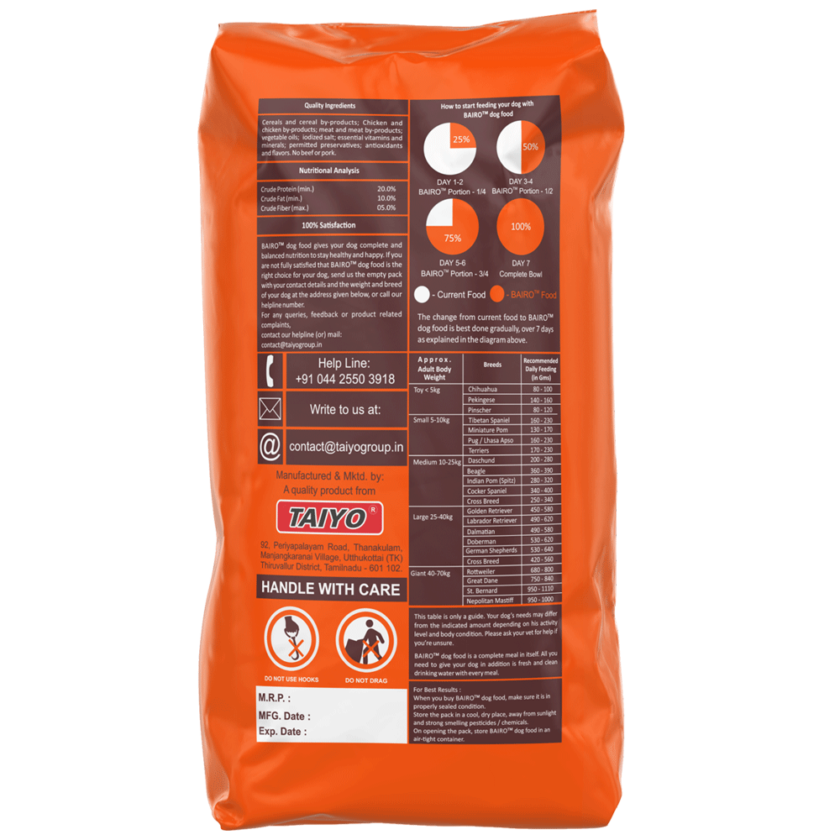 Bairo EC Adult Chicken & Rice Dog Food - Taiyo Feed Mill Limited