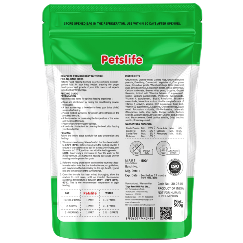 Hand Feeding Formula Bird Food - Taiyo Feed Mill Limited