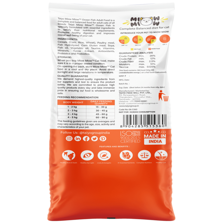 Miow Miow - Adult Ocean Fish - Cat Food 6.5kg - Taiyo Feed Mill Limited
